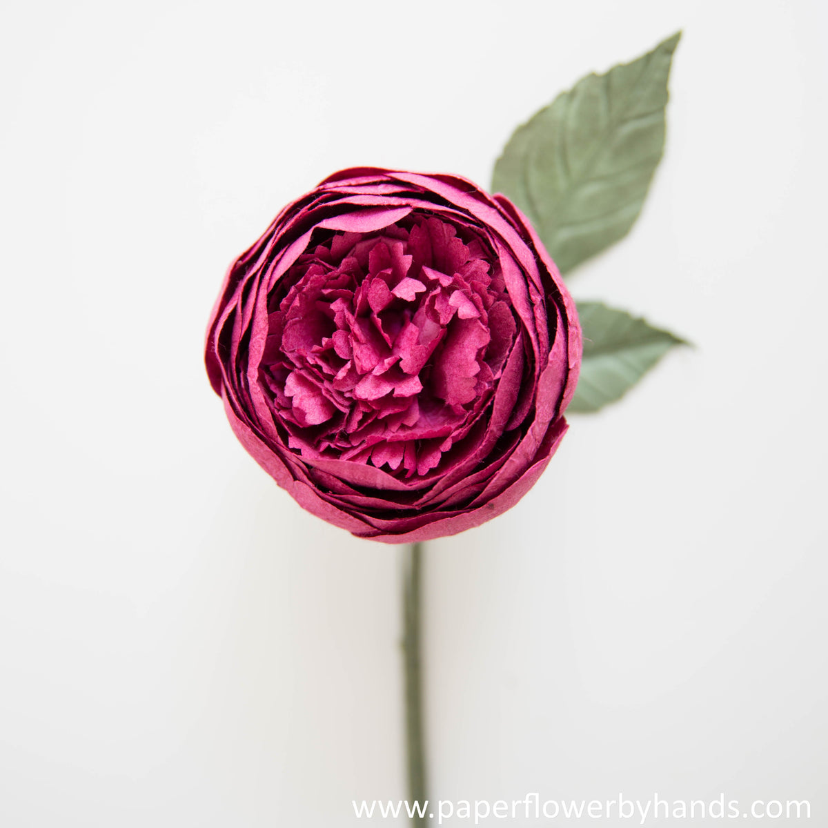 Burgundy peony round – By Hands, paper flowers